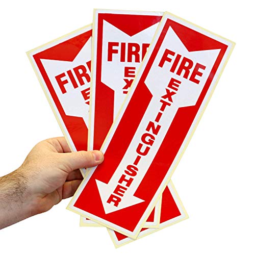 SmartSign Reflective Fire Extinguisher Sign Label with Down Arrow (PACK of 3) 4" x 12" Vertical Sign, Engineer Grade Reflective Stickers/Decals
