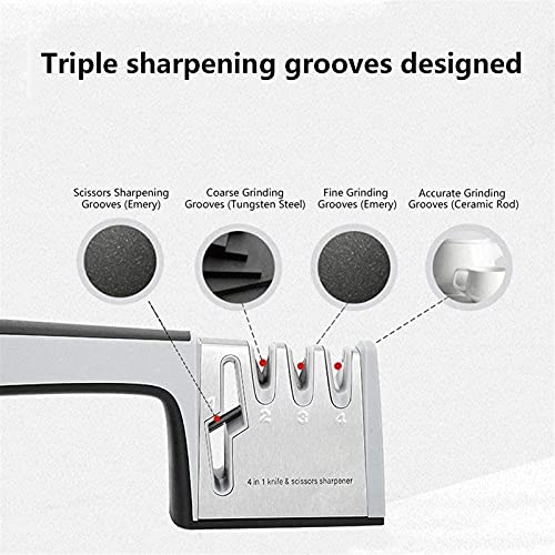 LJJSMG Kitchen Knife Sharpener,4 in 1 Professional Knife Sharpener, Pocket Knife Sharpener,Ceramics,Tungsten Steel,Diamond Sharpener,Quickly Restore The Sharp Of The Knife