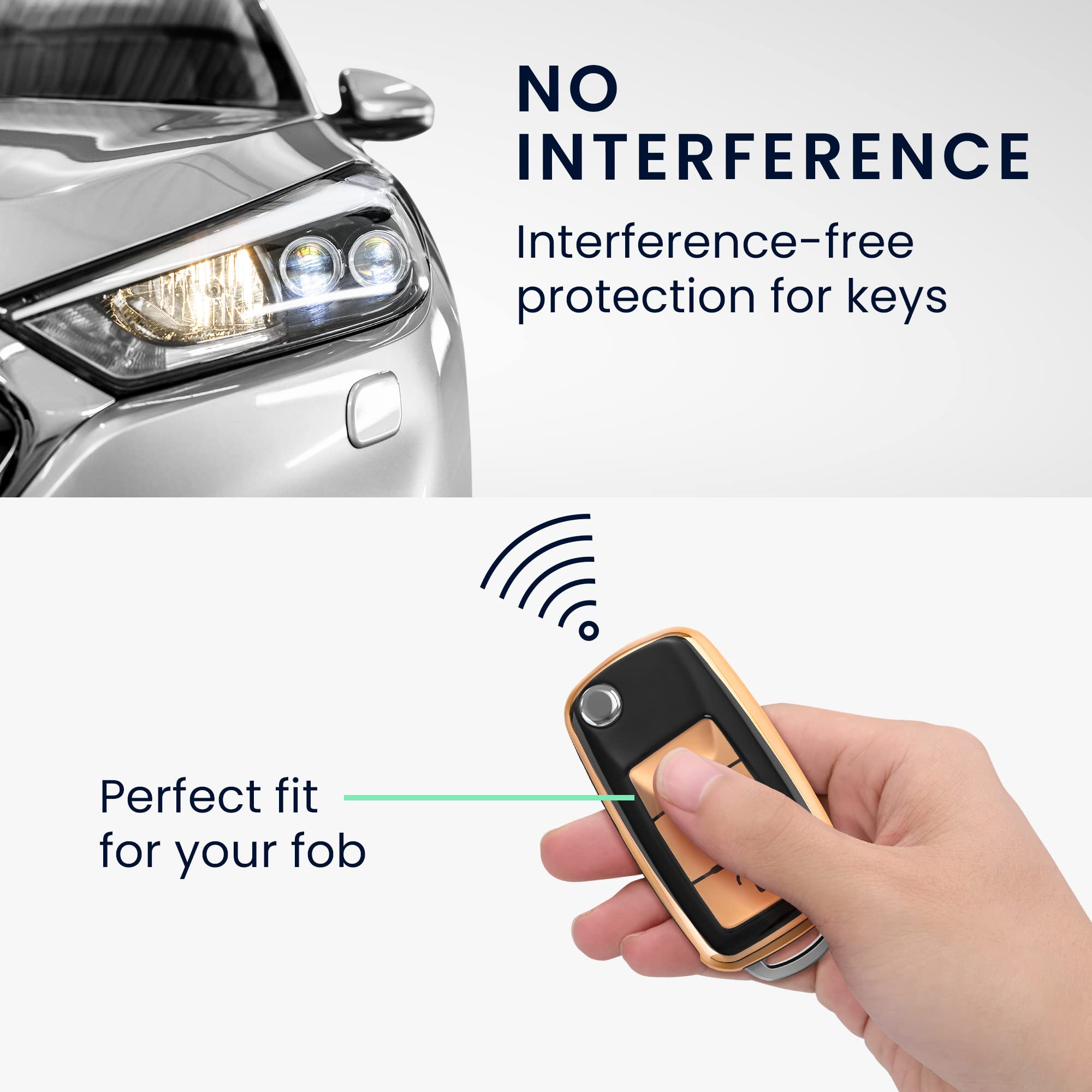 kwmobile Key Cover Compatible with VW Skoda SEAT 3 Button Car Key - Soft TPU Car Key Fob Protector Case - Silver High Gloss