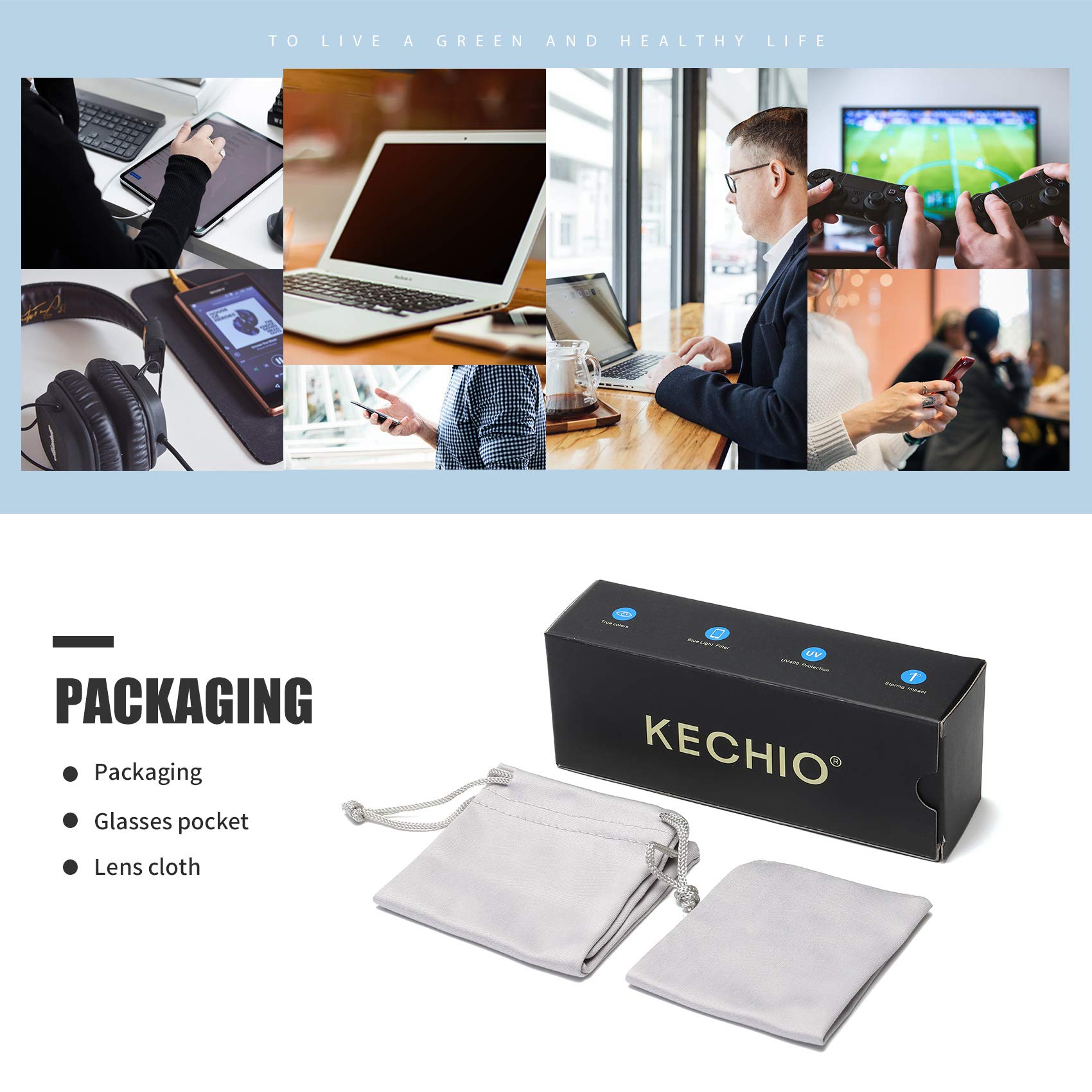KECHIO Round Blue Light Blocking Glasses Vintage for Women Men Approved Anti Blue Ray Computer TV Reading Cut UV400 Eye Glasses