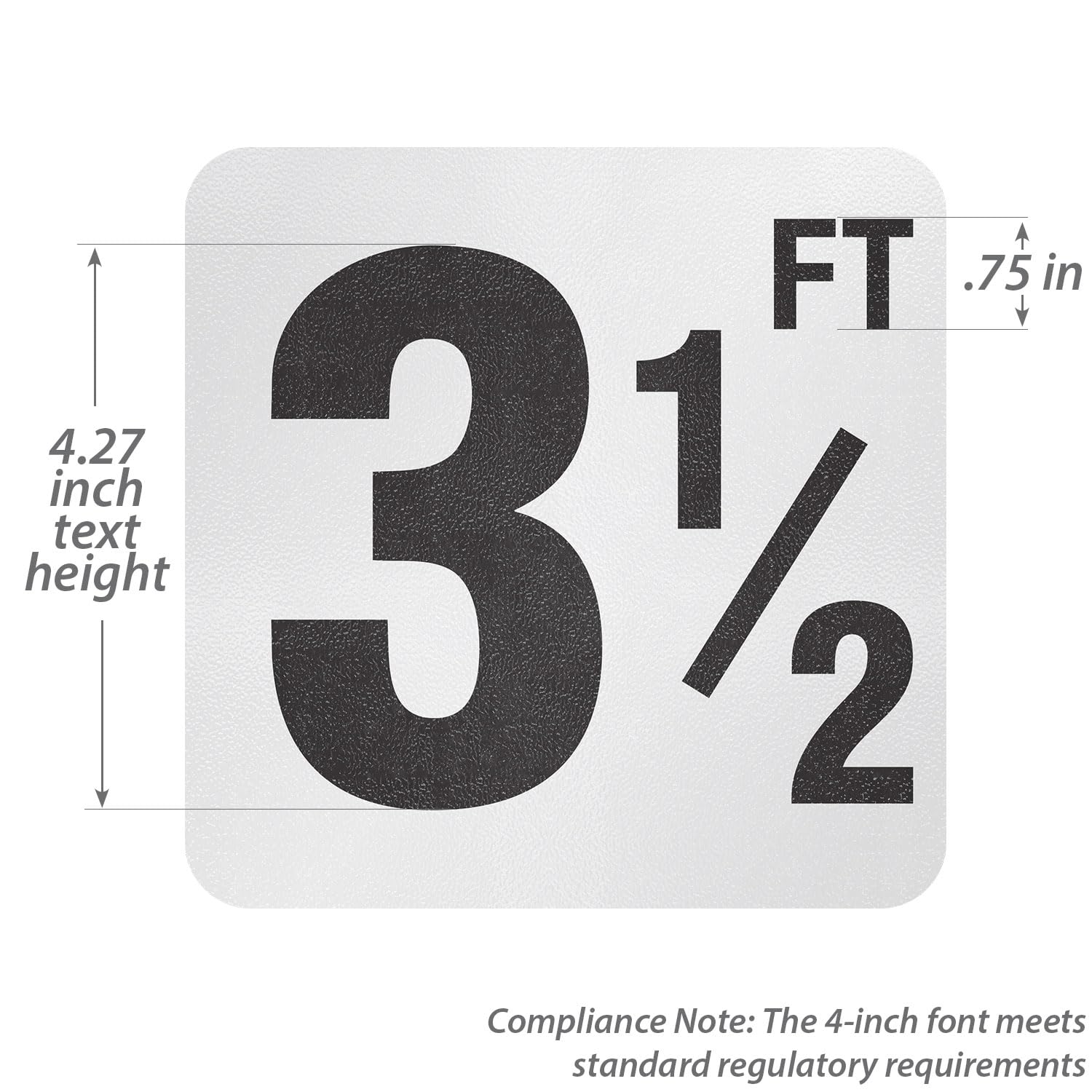 SmartSign β3 and 1/2 Ftβ Adhesive Pool Depth Marker/Sign, 4" Letter Height, 20 mil Laminated Vinyl with Anti-Skid Pebbled Surface, 5.75" x 5.75", Black and White, Made in USA
