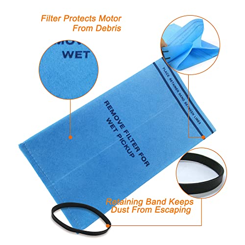 Smilefil 9 Pack Wet Dry Vacuum Bags Compatible with WORKSHOP WS01025F, Craftsman 9-38737, MultiFit VF2000, Select 2-1/2 to 5-Gallon Shop Vacuum Cleaners (9 Vacuum Bags with 3 Retaining Bands)