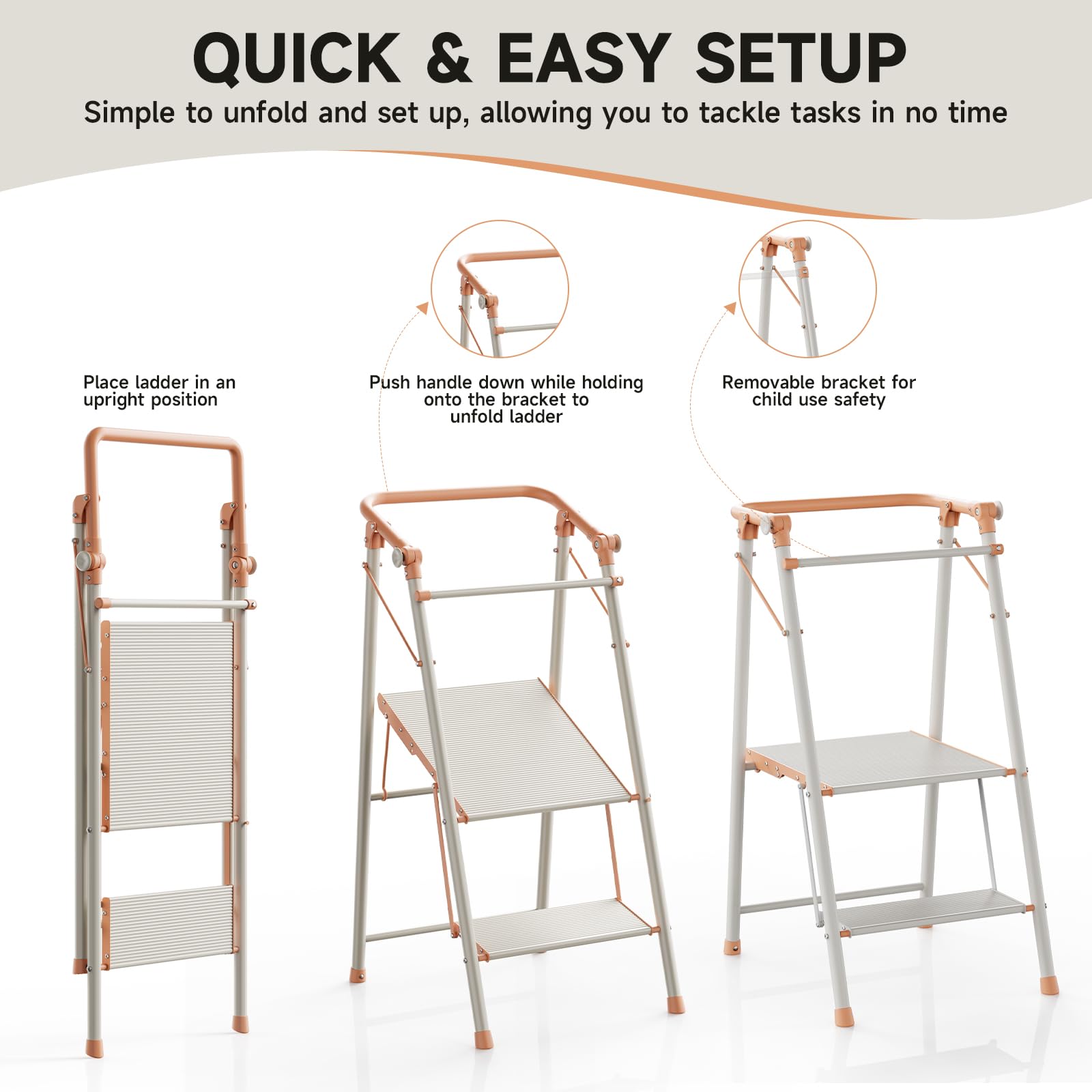 UNICOO® Foldable Toddler Tower - 2-Step Ladder for Adult, Toddler Tower Foldable and Compact - Foldable Kitchen Tower, Kids Step Stool, Folding Toddler Tower for Kitchen and Bathroom