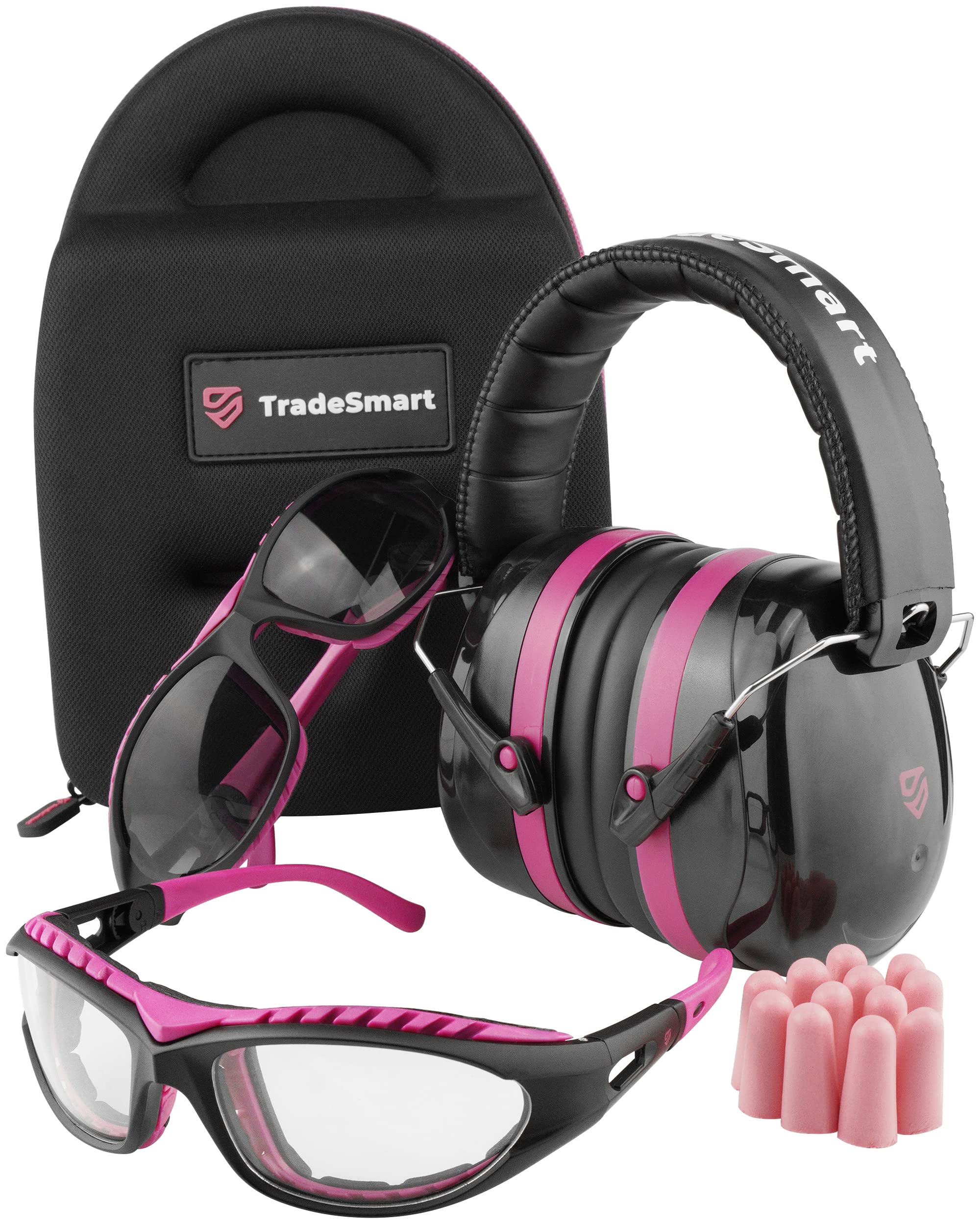TradeSmart Ear Protection for Gun Range & Eye Protection for Shooting + Firearm Confidence Course, 5x Earplugs and Hard Case