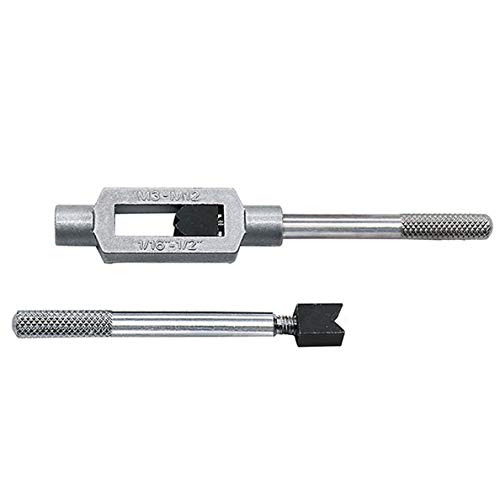 Sunxenze 8pcs Metric Thread Machine Taps Set, Hand Screw Thread Plug Taps M3 M4 M5 M6 M8 M10 M12 with Adjustable Tap Wrench 1/16-1/2''
