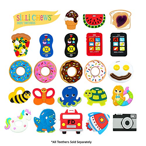 Silli Chews Silicone Baby Smart Watch Wrist Teether for Teething Relief | Hand Teethers for Babies Infants and Toddlers | Kids Teething Ring Toys Pretend Play Phone Baby Teether Black Silly Chew Toy