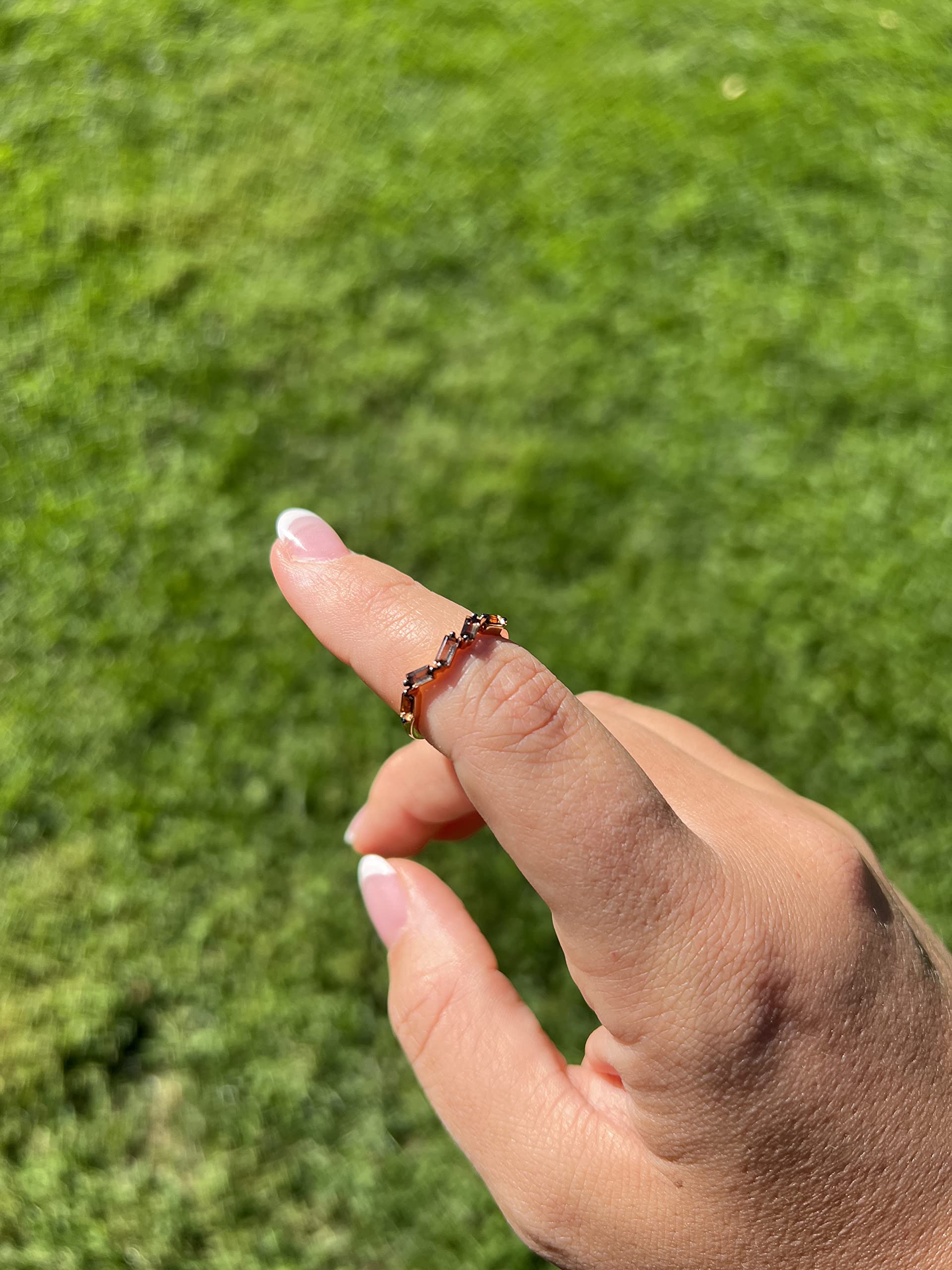 LE VIAN Baguette Cut Red Garnet Zig Zag Band Ring for Women in 14k Rose Gold Choice of Gem Promise Anniversary Ring Size 8