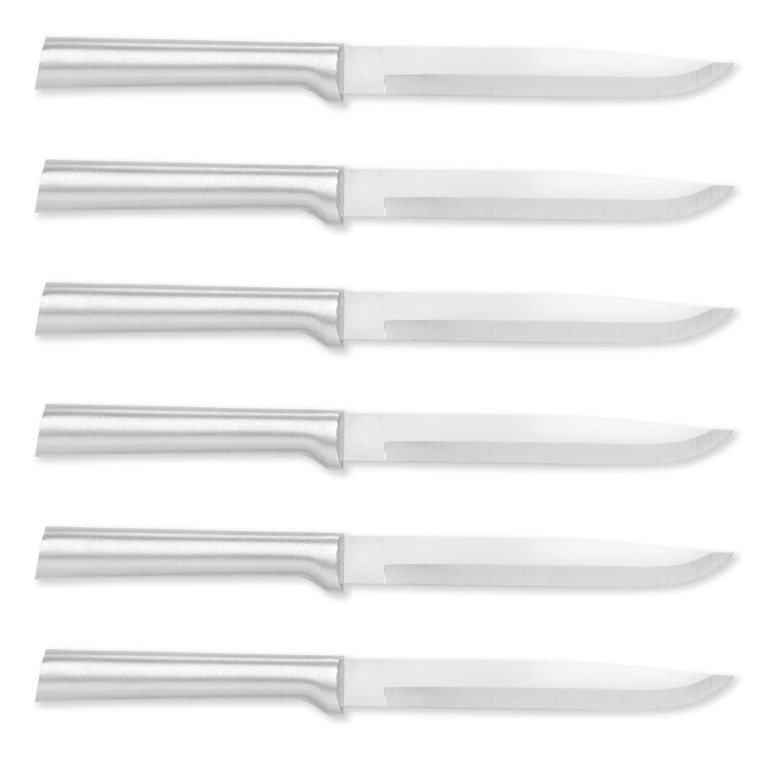 RADA Cutlery Utility Steak Knife – Stainless Steel Blade With Brushed Aluminum Handle Made in USA, 8-5/8 Inches, 6 Pack