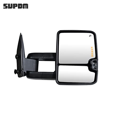 SUPDM Towing Mirrors Compatible for Chevy Silverado Suburban Tahoe GMC Serria Yukon 2003 04 05 2006 Power Heated side mirror w/Turn Signals Lights, Clearance Lamp, Running Light (Set of 2)