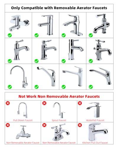 Sink Faucet Hose Sprayer Attachment, Handheld Bidet Toilet Sprayer, 8 Adapters, Dual Function Faucet Sprayer Rinser, Bathroom Shower Head, Baby Cloth Diaper for Feminine Hygiene, Bathing Pets, Chrome