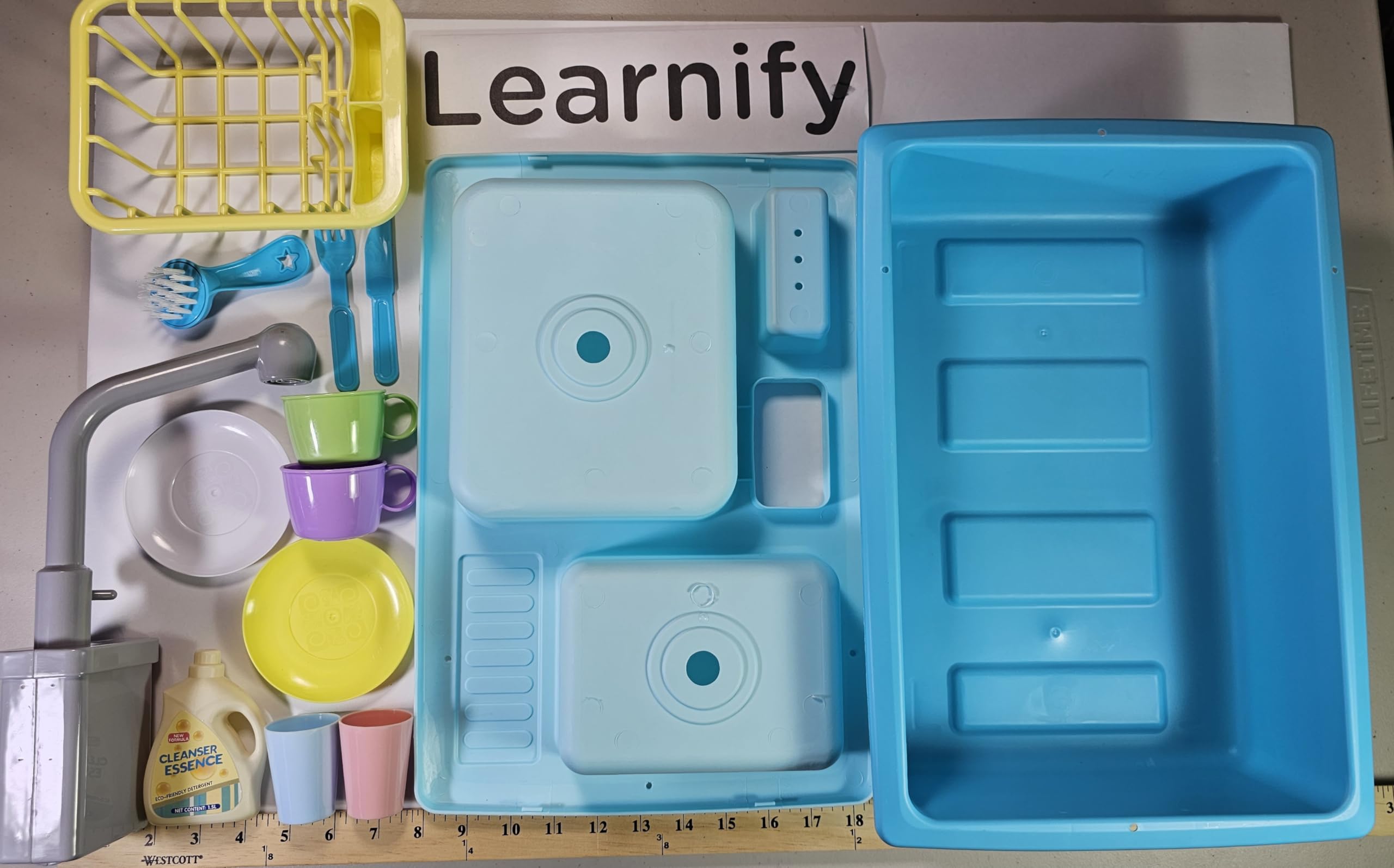 Learnify Running Water Pretend Working Kitchen Sink Toys Electric Dishwasher Play Pretend Emulational Play Kids Toy Sink Great Gift Idea