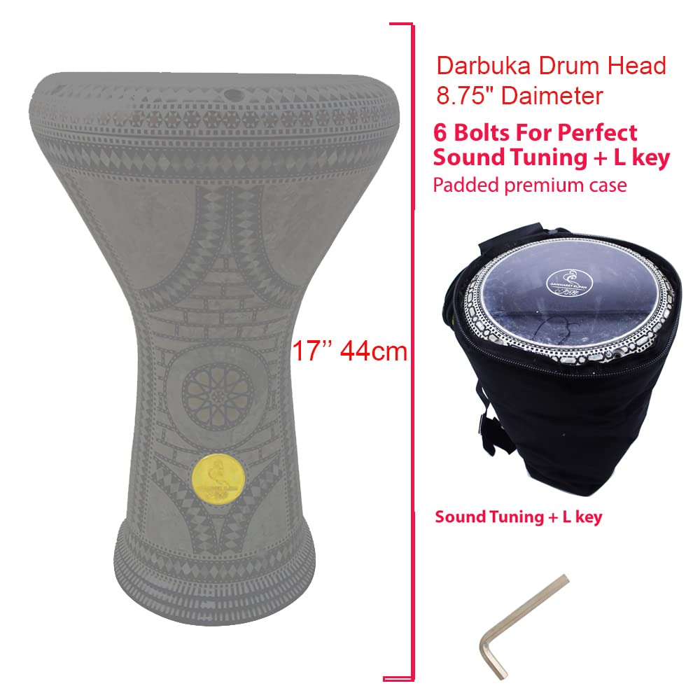 New! Gawharet El Fan Classic 17" Mother of Pearl Darbuka Drum Percussion (Sparkling Shells)