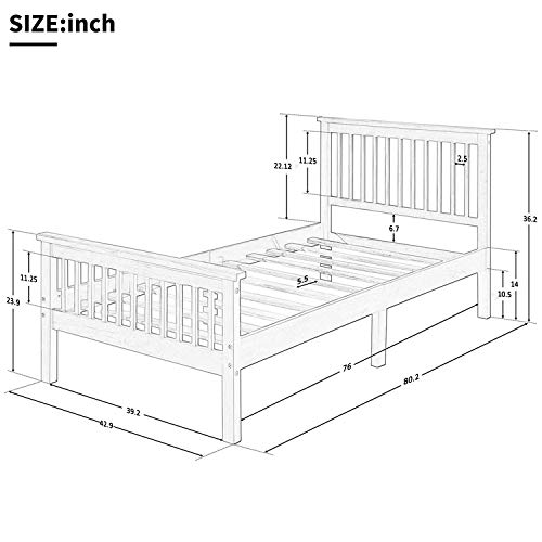 yoptote Wood, Twin Size Beds Frame with Headboard and Footboard Platform, Espresso