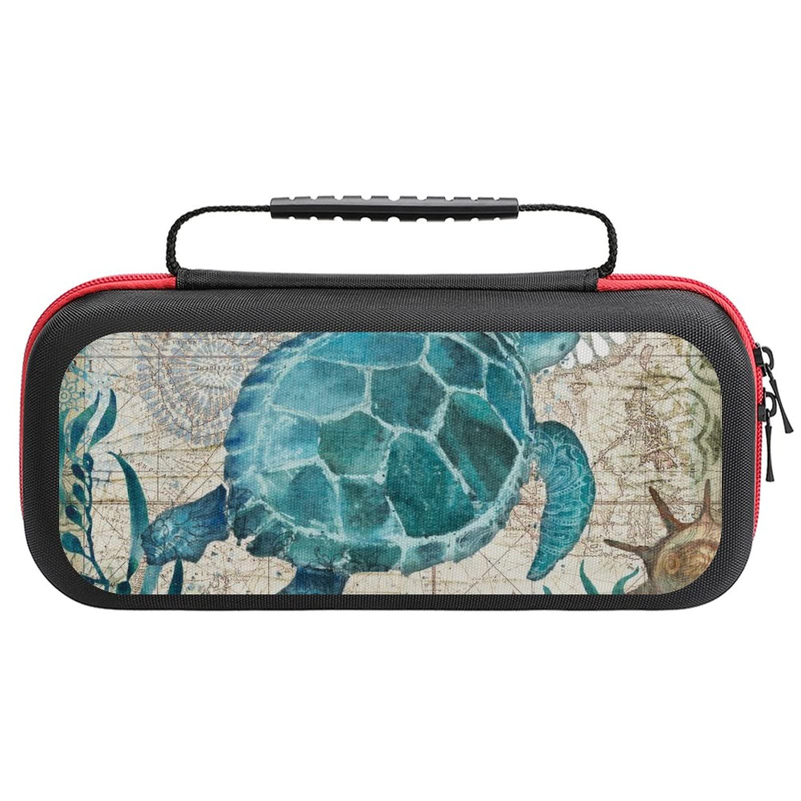 Sea Turtle Switch Carrying Case Protective Hard Shell Portable Travel Pouch with 20 Game Cartridge