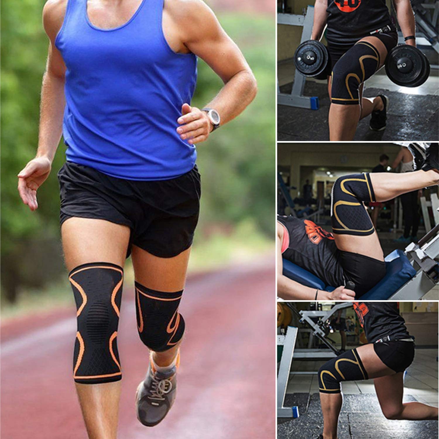 Kneepad Knee Brace Support Arthritis,Sports, Joint Pain Relief and Injury Recovery (1 Pair=2 Pieces),Blue,L