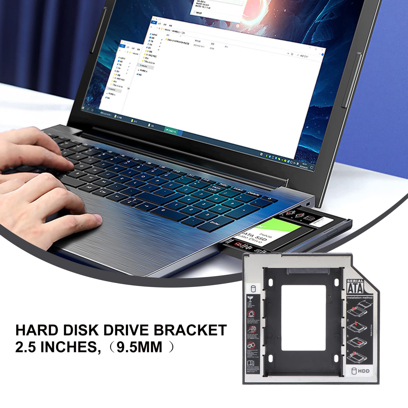 SOLUSTRE Braces 2pcs Bay Tray Practical .mm Laptop Inches Enclosure -state Ssd Holder Hard Drive Machine Hdd Case Accessories Bracket Disk Kickstand