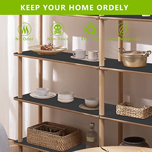 Shelf Drawer Liner for Kitchen Cabinets, Durable Pantry Shelving Liners for Tool Box Closet Refrigerator Non Stick Waterproof Plastic Cabinet Protector Liners Mat Washable, Black 11.8 x 78.7 inches