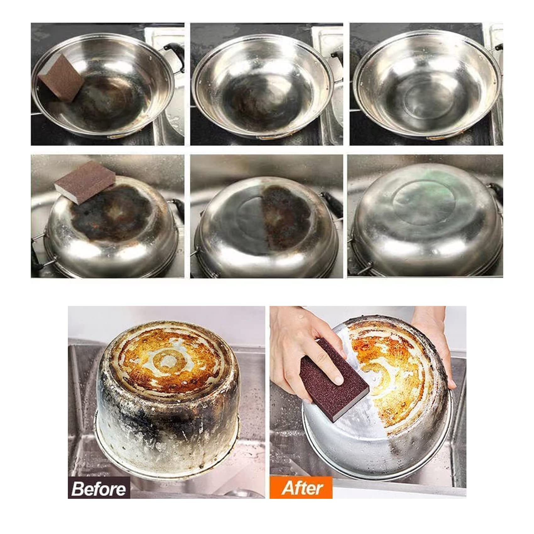 JCKHXG 5 Pack Nano Carborundum Sponge, Emery Sponge Brush Eraser Scrub, Kitchen Magic Cleaning Sponge for Removing Rust Cleaning Pots and Pans, 2022 New Household Stainless Steel Cleaning Tool
