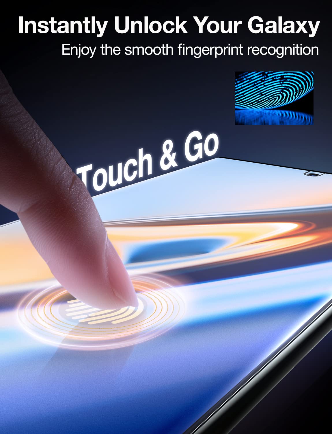 TORRAS [ 2+1 Pack for Samsung Galaxy S23 Ultra Screen Protector with Camera Lens Protector, Curved Full Coverage PET Film (Not Glass), Support Fingerprint Reader, Anti-Scratch, Bubble-Free, FHD Clear
