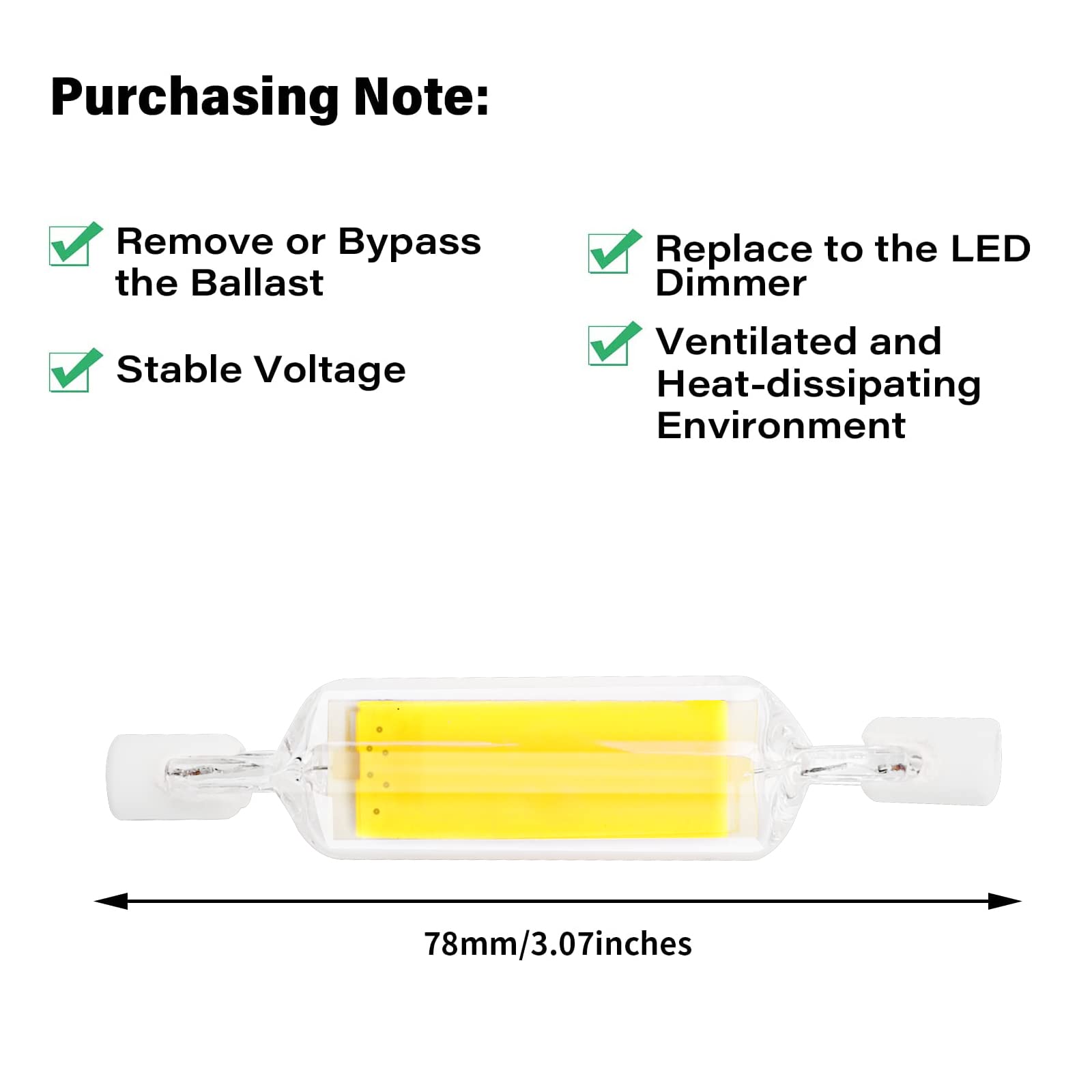 KIMROO 78mm 5W R7S LED Bulbs(4 Pack) 100W Halogen Equivalent 78mm R7S LED J-Type t3 120V Dimmable 6000K Daylight White Double Ended R7S LED J78 Flood Light Landscape Lights (White)