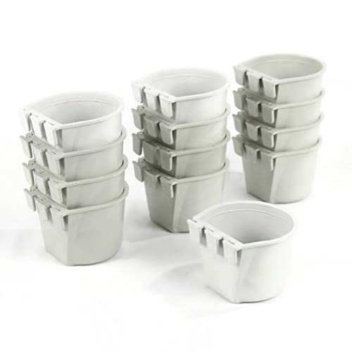The ROP Shop | (Pack of 12) Gray Cage Cups for Feed & Water for Chickens, Dogs, Pheasants, Rabbits