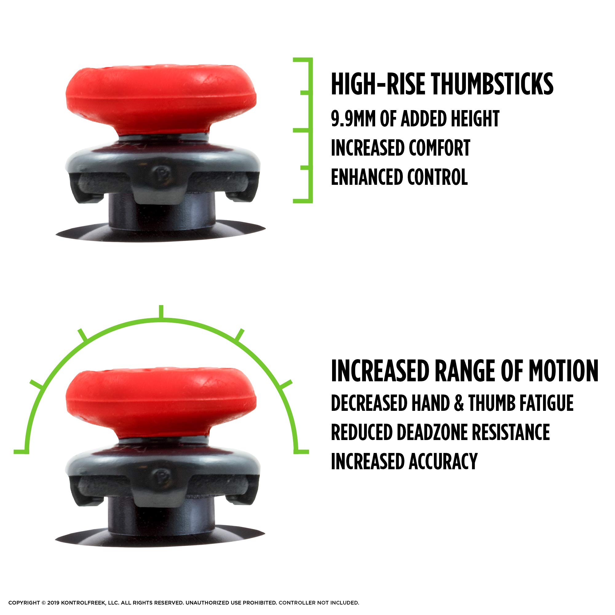 KontrolFreek FPS Freek Inferno for Playstation 4 (PS4) and Playstation 4 (PS5) Controller | Performance Thumbsticks | 2 High-Rise Concave | Red