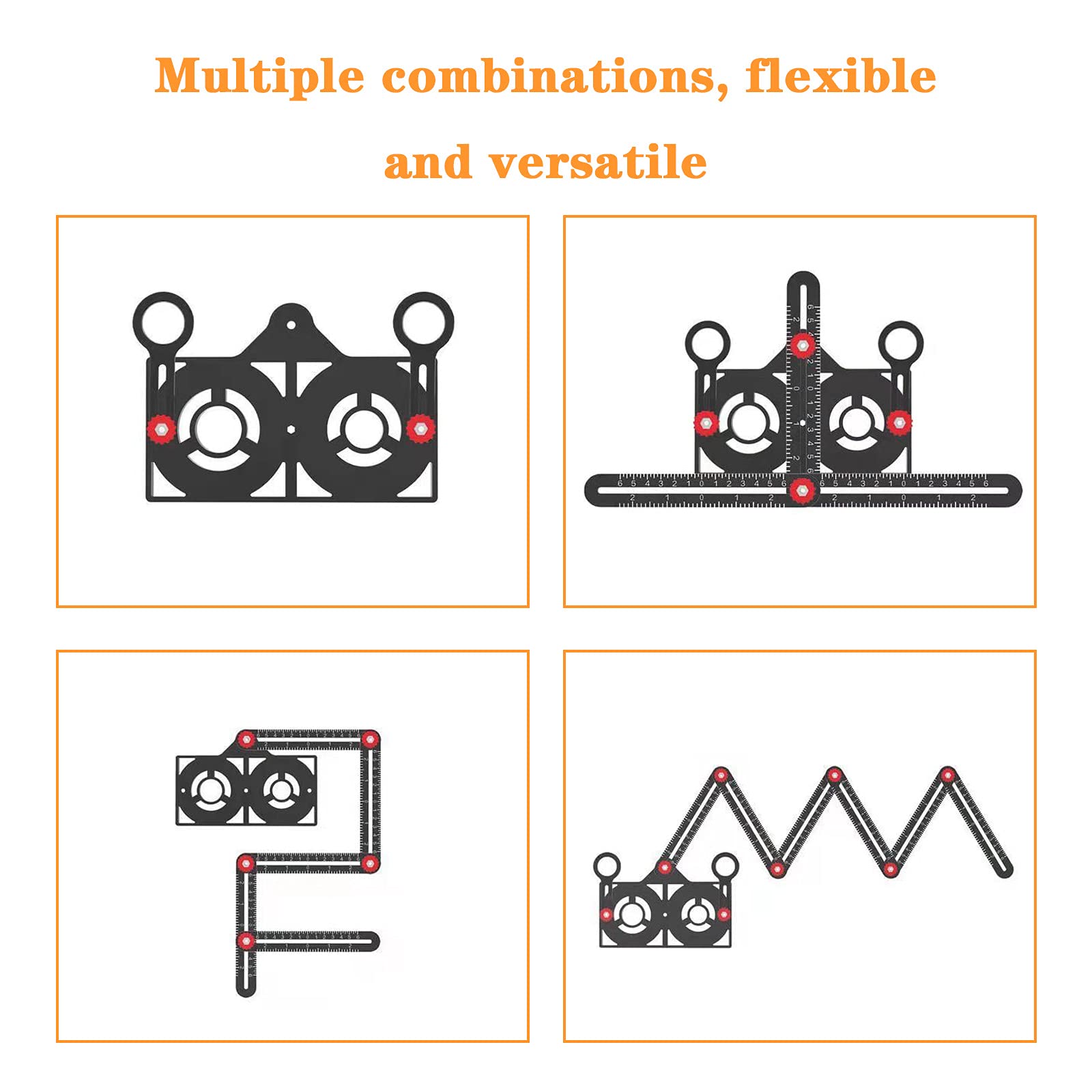 Multi Angle Measuring Ruler,12-Sided Angle Measurement Tool with Drill Locator,Aluminum Alloy Angle Measuring Ruler,Universal Opening Locator Measurement Tool