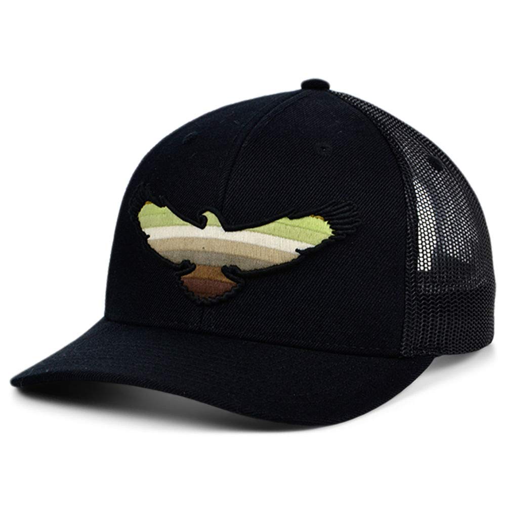 Local Crowns Animal Collection Eagle Gradient Patch Cap, Trucker Style Snapback Hat for Men and Women Black