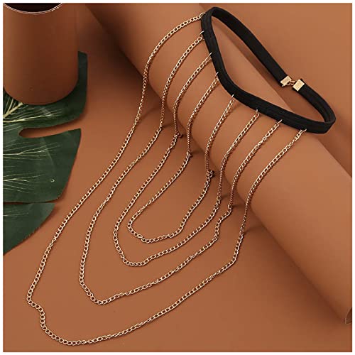 Multi-layers Leg Chain Jewelry Summer Beach Leg Chain Stretchy Thigh Chain Bikini Body Accessories Jewelry for Women (Gold)