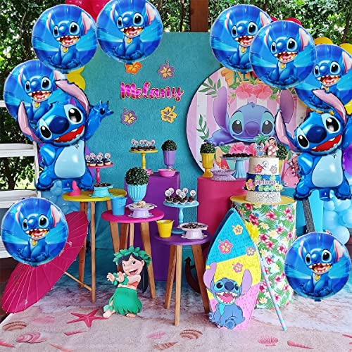 Lilo and Stitch Party Balloons Stitch Party Aluminum Film Balloons suit Stitch Birthday Party Decorations (10pcs blue)