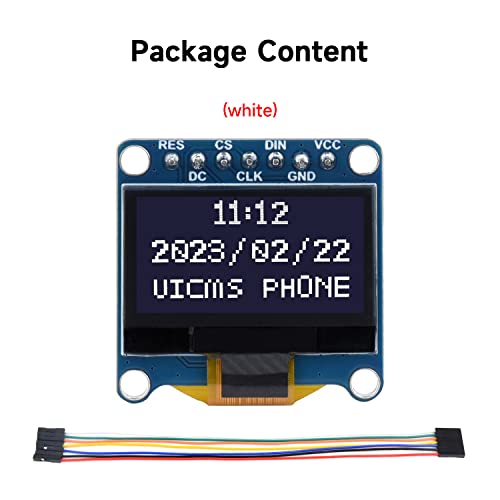 waveshare 0.96inch OLED Display Module, 128×64 Resolution, SPI / I2C Communication, White Version