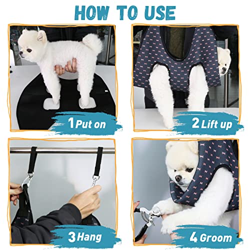 Supet Dog Grooming Hammock Harness for Cats Dogs, Relaxation Pet Restraint & Small Animal Leashes Sling Helper Nail Trimming Clipping, S( Legs Spacing:7-10.2" /) , Coral blue