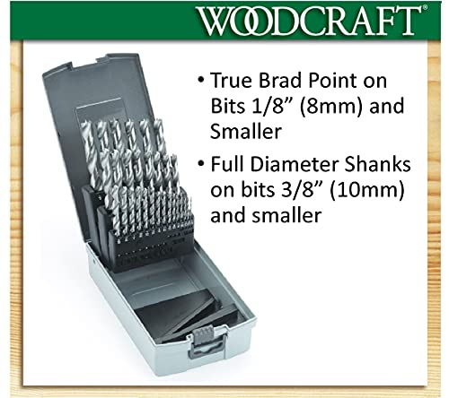 WoodRiver 29 Piece Fractional Inch Brad Point Drill Bit Index Set