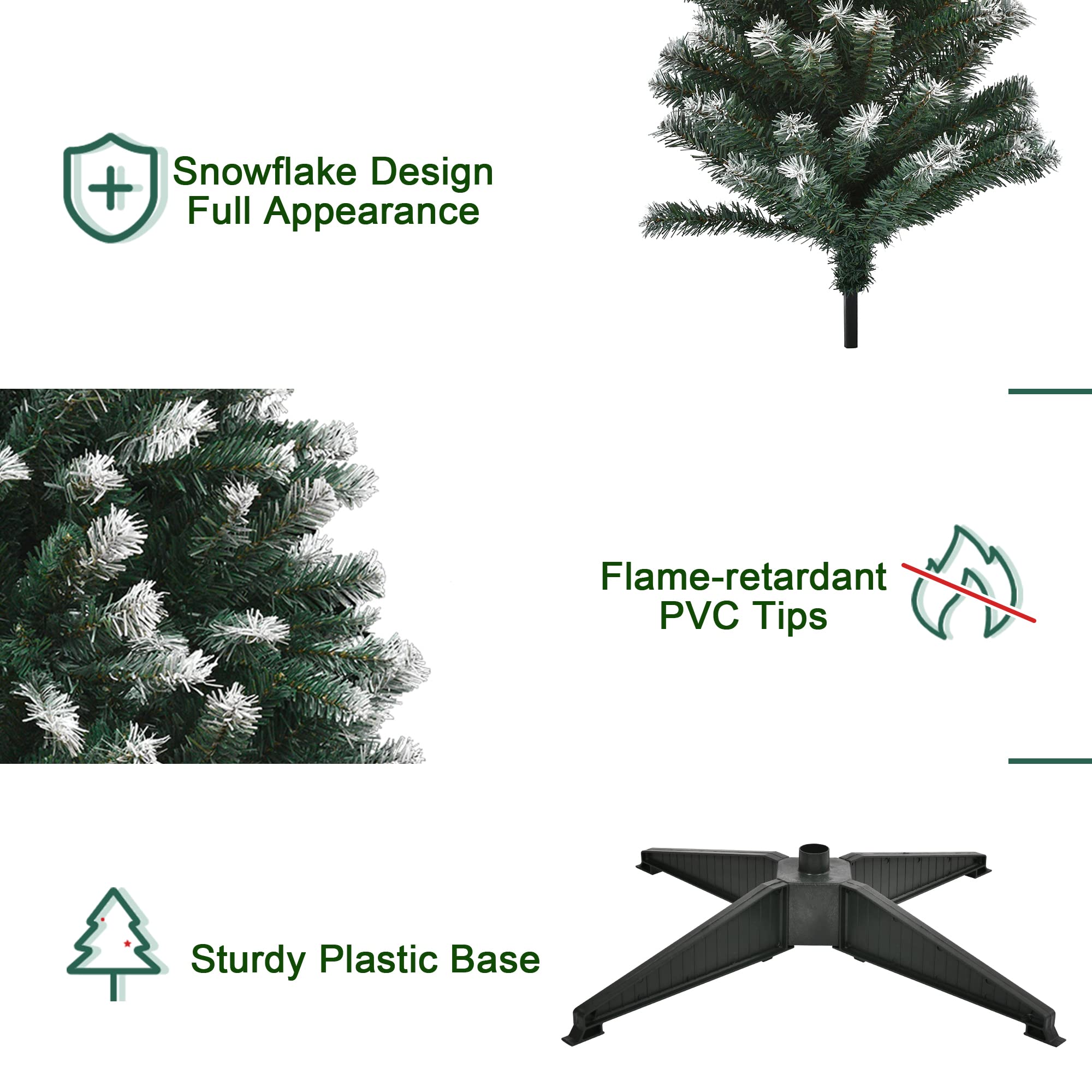 LOKASS 6ft Christmas Tree Artificial Xmas Pine Tree with Detachable Stand for for Home, Office, Party Decoration, Christmas Season, Partially Flocked Design & Metal Hinges & Easy Assembly