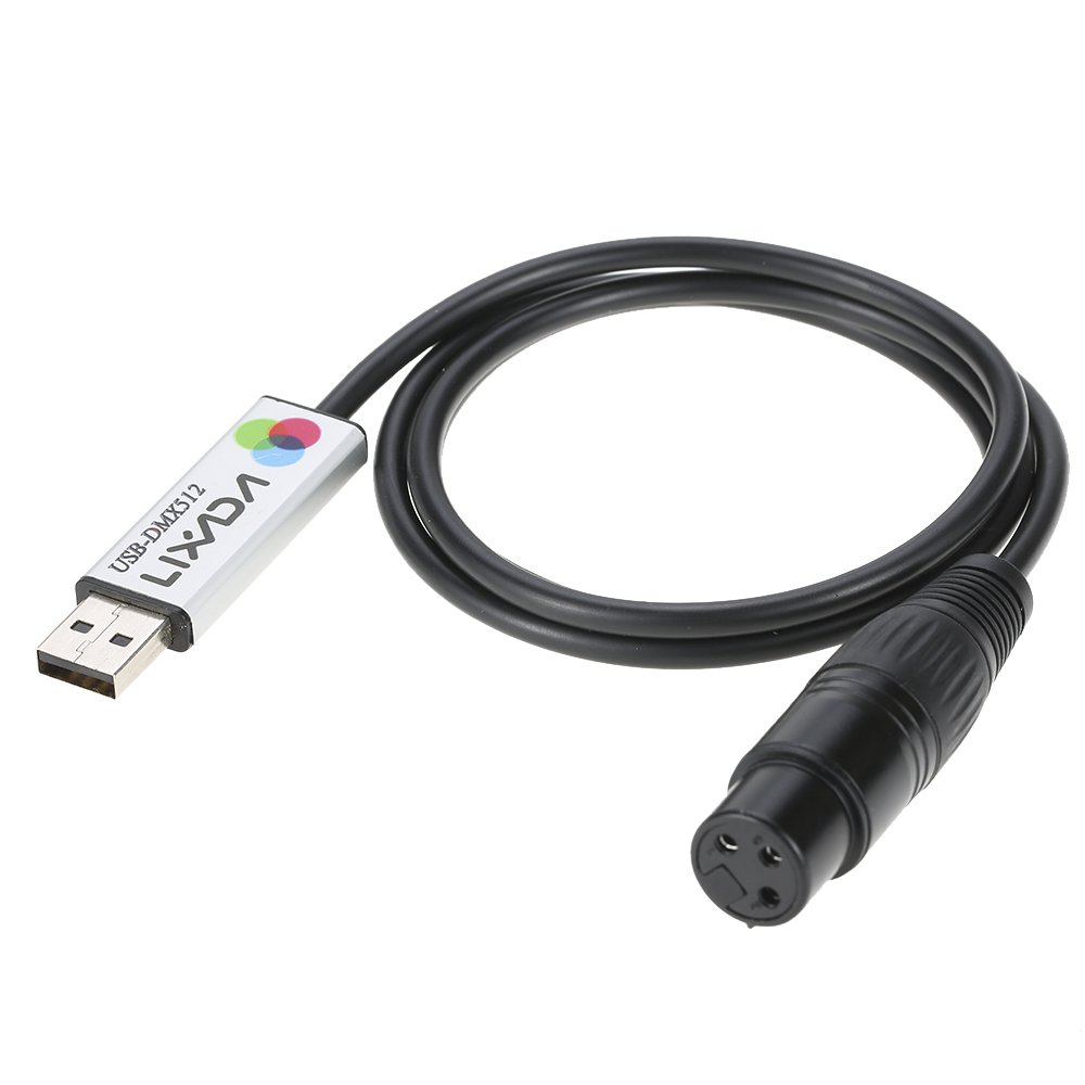 Lixada USB to DMX Interface Adapter Controller DMX512 for PC Stage Lighting Controller Dimmer