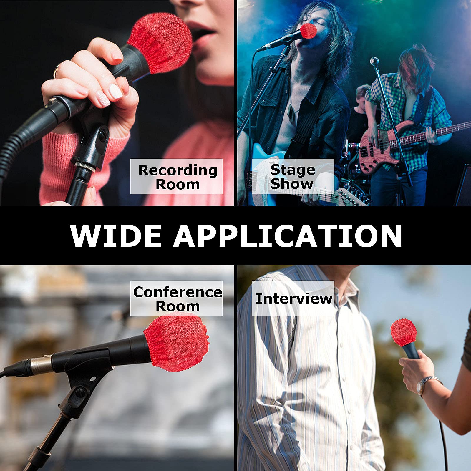 LISHINE 400Pcs Microphone Cover Disposable Non-Woven, Individually Wrapped Mic Cover, Clean and No-Odor Windscreen Mic Cover Disposable for Handheld Microphone Karaoke Microphone