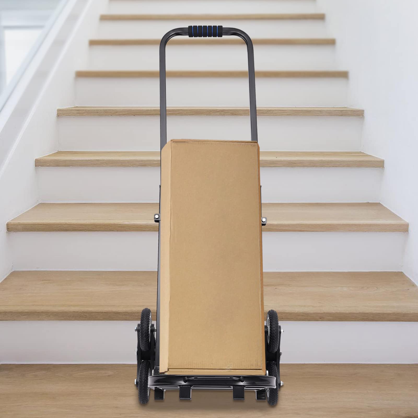 Stair Climbing Cart 460lbs Capacity, Portable Folding Trolley with 8 Wheels, Stair Climber Hand Truck with Adjustable Handle for Pulling, All Terrain Heavy Duty Dolly Cart for Warehouse (Style-D)