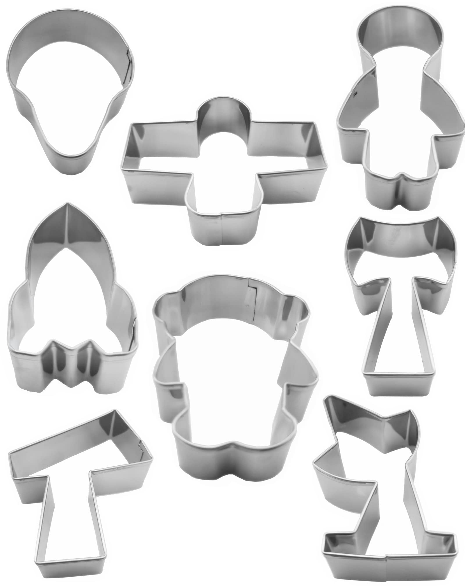 Space Alien Series Cookie Cutter Set of 8 pcs, Stainless Steel UFO Fondant Cutters Set Pastry Biscuit Baking Clay DIY Molds for Kids