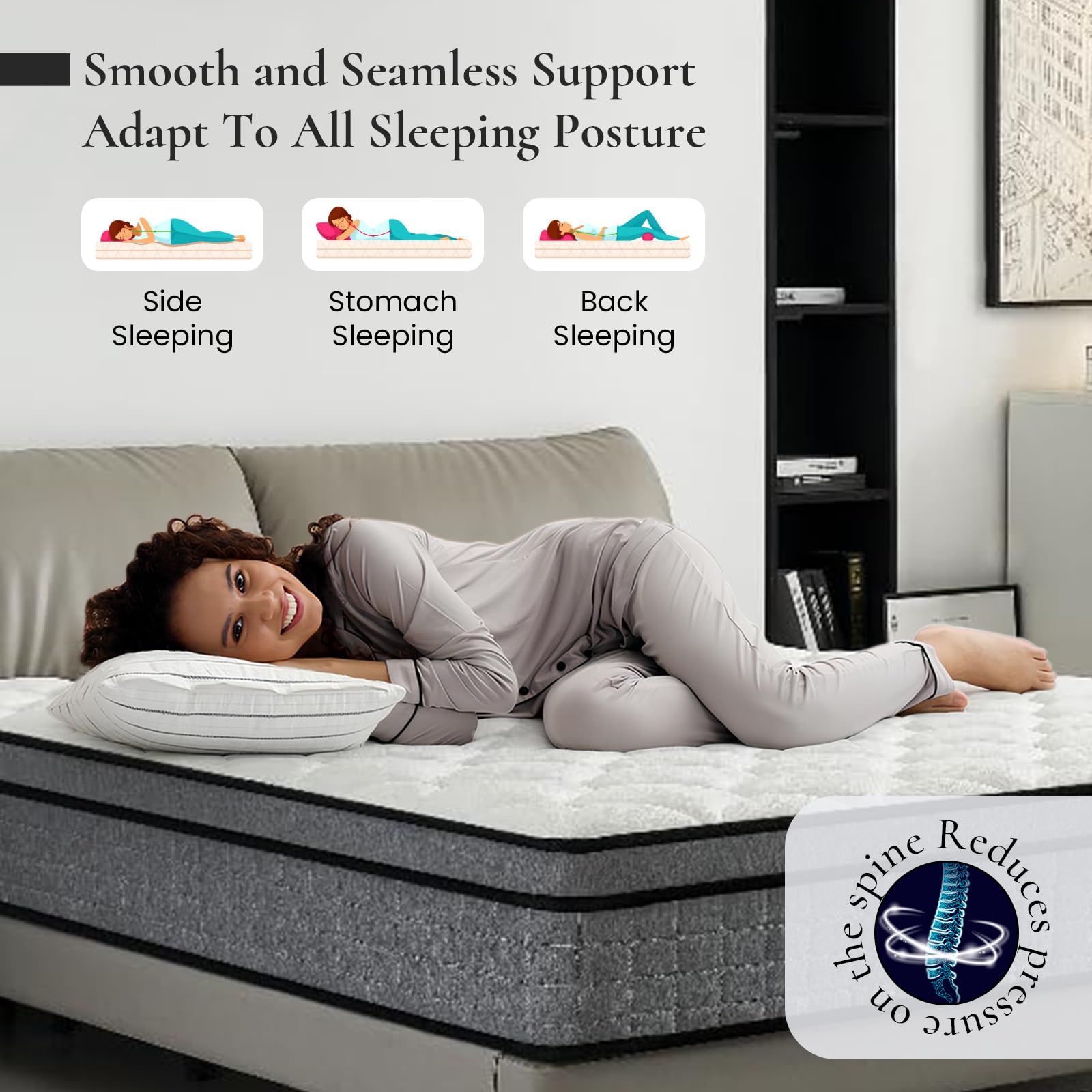 Xiconbao Memory Foam Mattress Queen 10 Inch - Hybrid Mattress in A Box Spring Medium Firm Mattress for Back Pain Relief