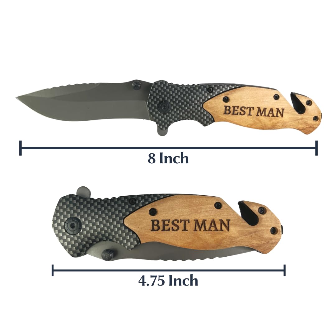 There Forever Studio Custom Engraved Pocket Knife Set of 7 - Personalized Groomsmen Proposal, Fathers Day, Dad, Boyfriend, Husband Gift For Men