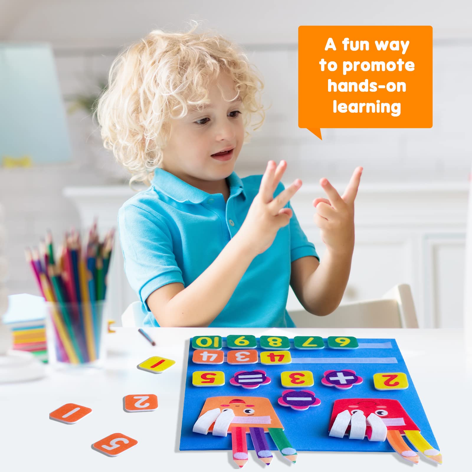 QCFDLCX Learning Numbers Felt Board for Toddlers,Counters for Kids Preschool Math,Math Games Manipulatives Kindergarten,Montessori Counting Toy for Kids