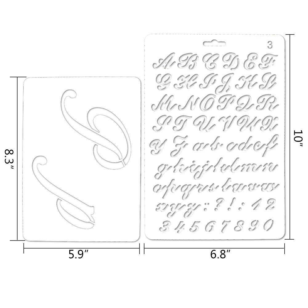 Jekkis 56 Pack Letter Stencils for Painting on Wood Alphabet Stencils with Numbers and Signs Reusable Plastic Small Stencils for Drawing Journal DIY Craft Project - 146 Designs