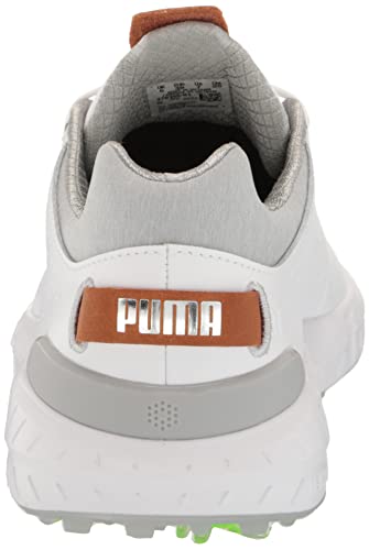 Puma Golf Men's Ignite Articulate Leather Golf Shoe, Puma White-Puma Silver, 10.5