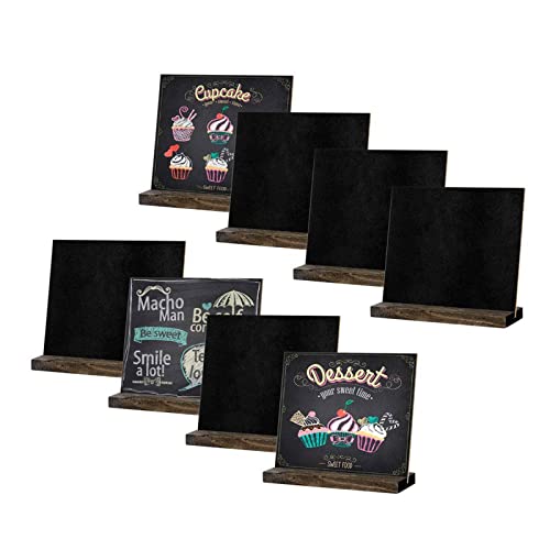 LIANXUE Rustic Chalkboard Desktop Blackboard with Wood Base Message Board Signs for Restaurant Memu Drawing Wedding Table Number Black Wood