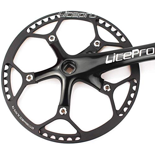 Single Speed Crankset 53T 170mm Crankarms Folding Bike Crankset with Protective Cover for Bike Road Bicycle