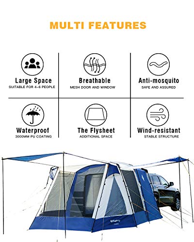 KingCamp Melfi Plus SUV Car Tent 3 Seasons 4-6 Person Multifunctional, Suitable Camping Traveling Family Outdoor Activities