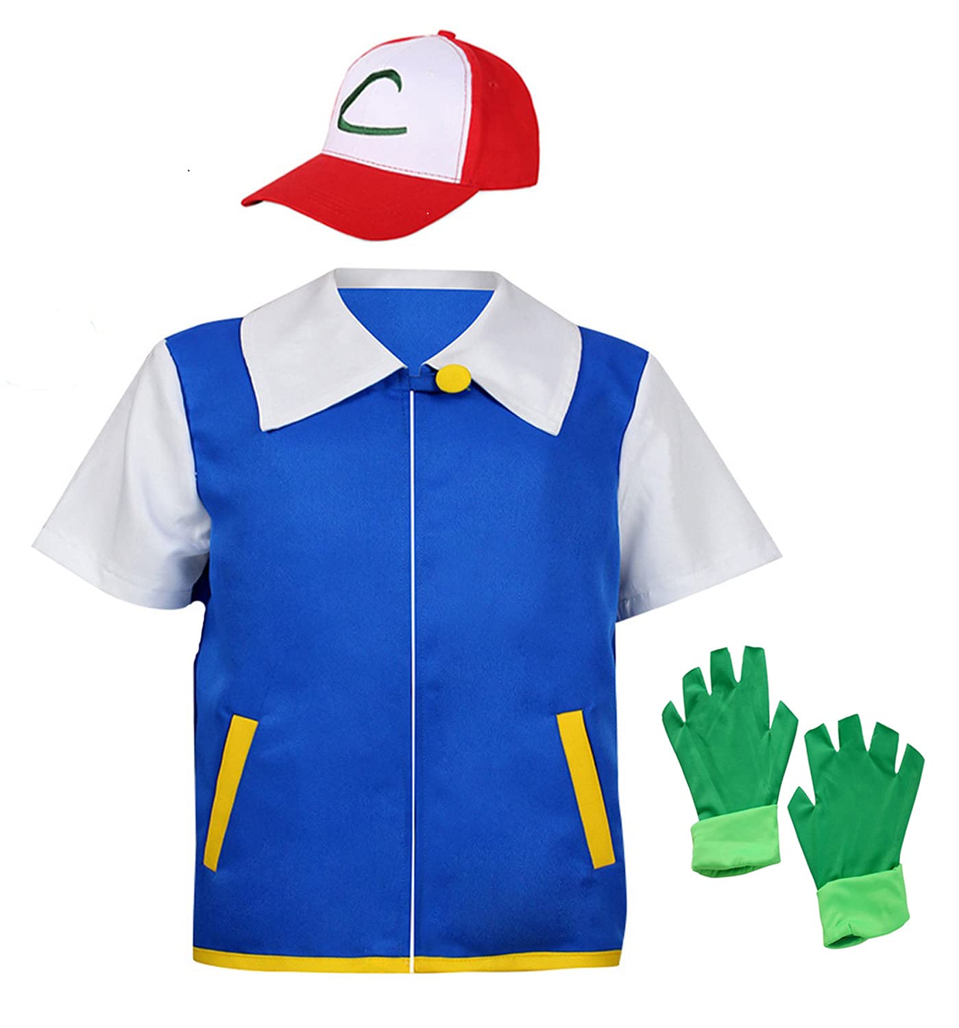 KAAI Anime Trainer Costume Adult Kids Hoodie Cosplay Jacket Gloves Hat Sets (M), Blue