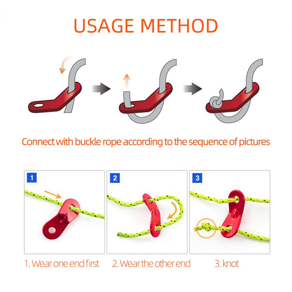 Kitmate Aluminum Alloy Guyline Cord Adjuster,20 Pieces Tent Tensioners Rope Adjuster Tent Rope Adjuster Camping Accessories for Camping Tent Canopy Tabernacle Hiking Backpacking Outdoor Activity