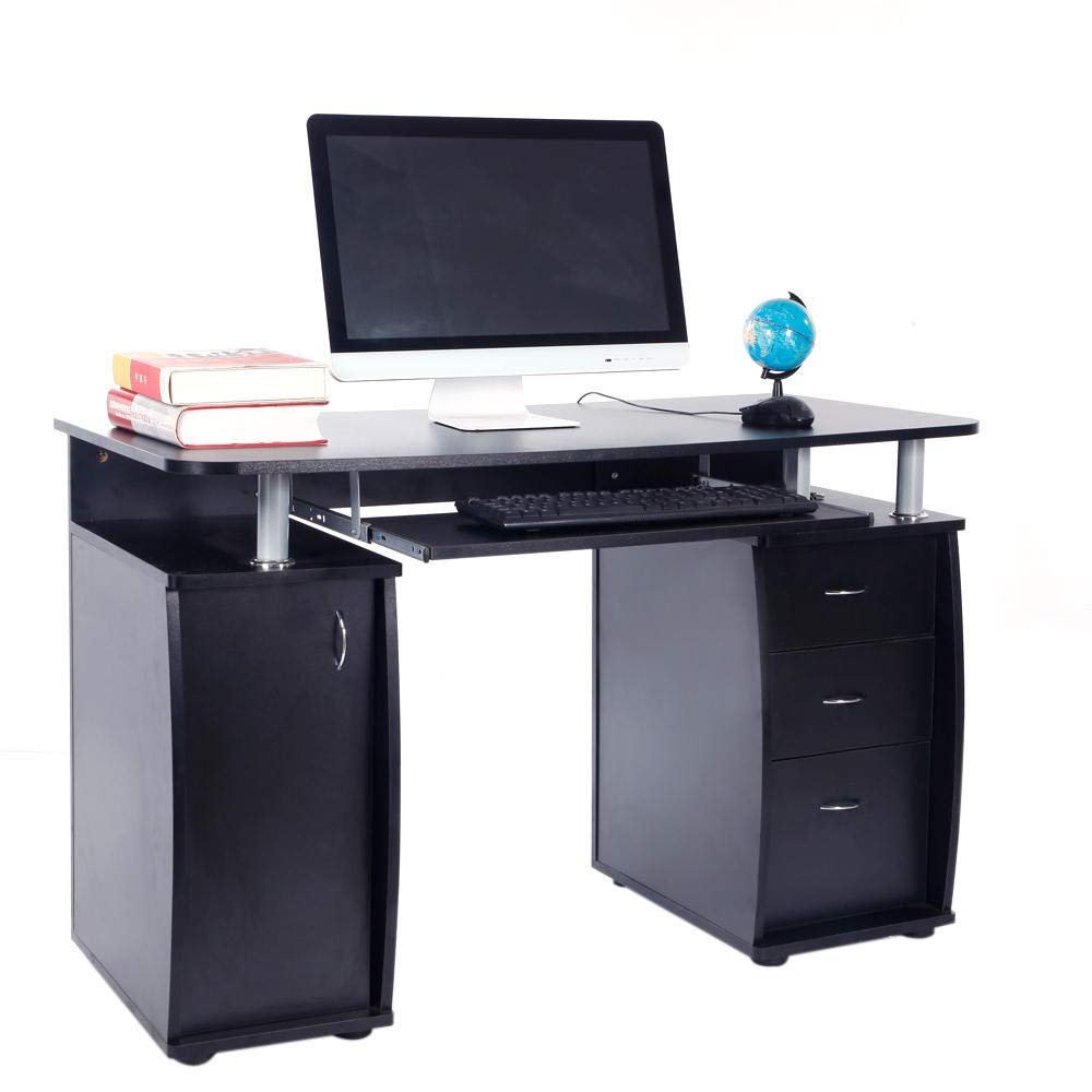 KTHUSS Computer Desk with Drawers,Home Office Desk, Computer Workstation, Study Writing Desk with Storage Drawer and Pull-Out Keyboard Tray