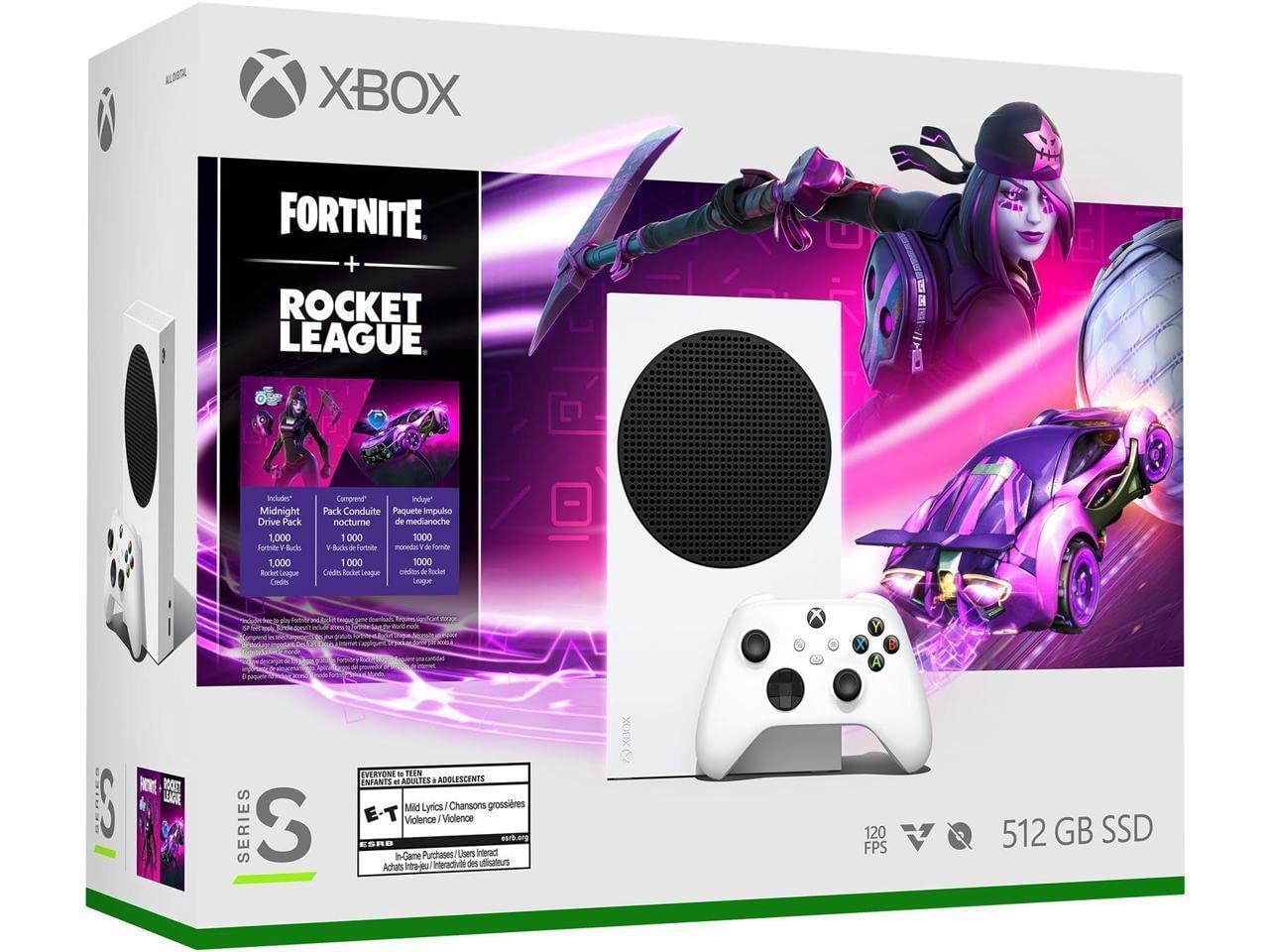 Newest Microsoft Xbox Series S – Fortnite & Rocket League Bundle (Disc-Free Gaming) - White, Bundle with TSBEAU Vertical Charging Stand with Cooling Fan (Renewed)